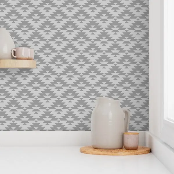 Spoonflower Diamond Zigzag Geometric Greyscale Custom Removable Wallpaper