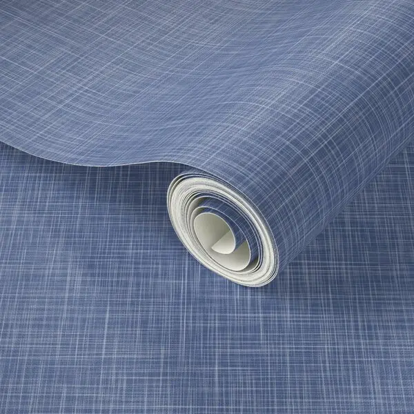 Spoonflower Solid Custom Pre-pasted Wallpaper - Blue