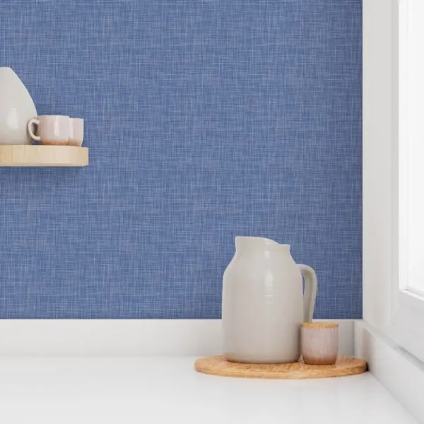 Spoonflower Solid Custom Pre-pasted Wallpaper - Blue