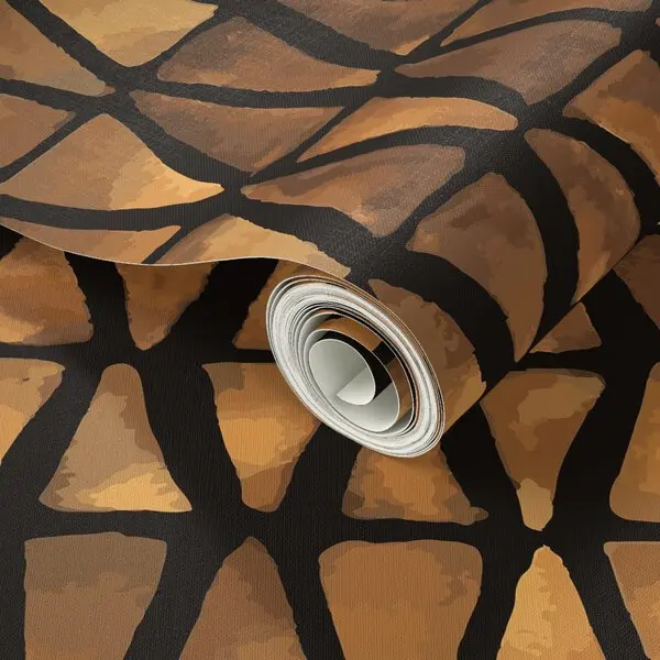 Spoonflower Significant Otters In Hearts With Shells Virginia Custom Removable Wallpaper - Brown,black,orange