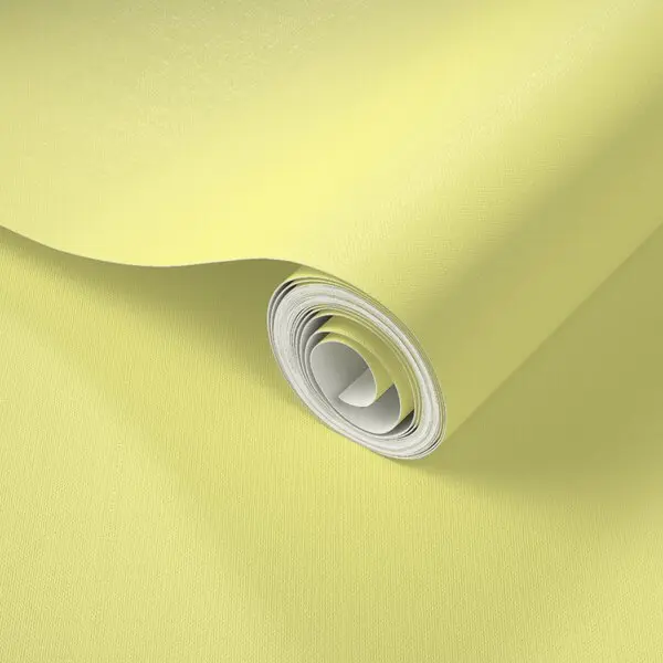 Spoonflower Solid Yellow Pastel Light Custom Pre-pasted Wallpaper - Green,yellow
