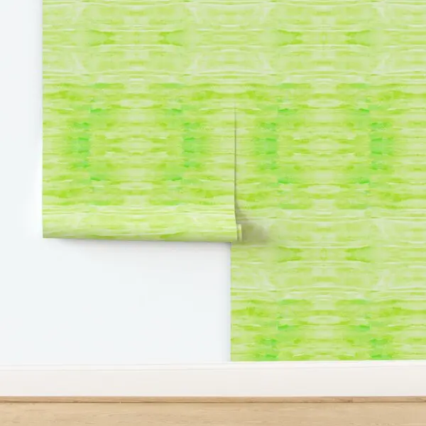 Spoonflower Chartreuse Lime Light Watercolor Solid Custom Pre-pasted Wallpaper