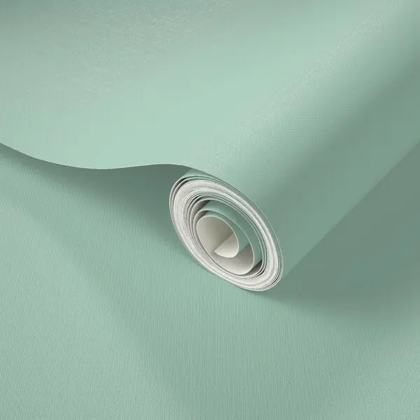 Spoonflower Solid Green Springcolors Light Mint Celadon Custom Pre-pasted Wallpaper - Mint,gray,green