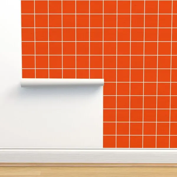 Spoonflower Flame White 4 Inch Grid 100% Natural Sisal Grasscloth Wallcovering