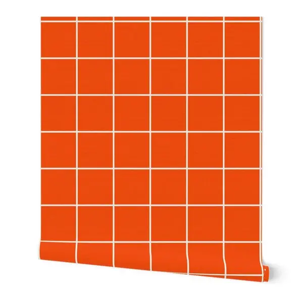 Spoonflower Flame White 4 Inch Grid 100% Natural Sisal Grasscloth Wallcovering