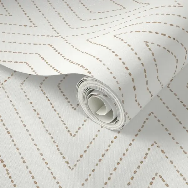 Spoonflower Diamonds Cream Lines Watercolor Dash Tribal Hand Custom Removable Wallpaper - Gray