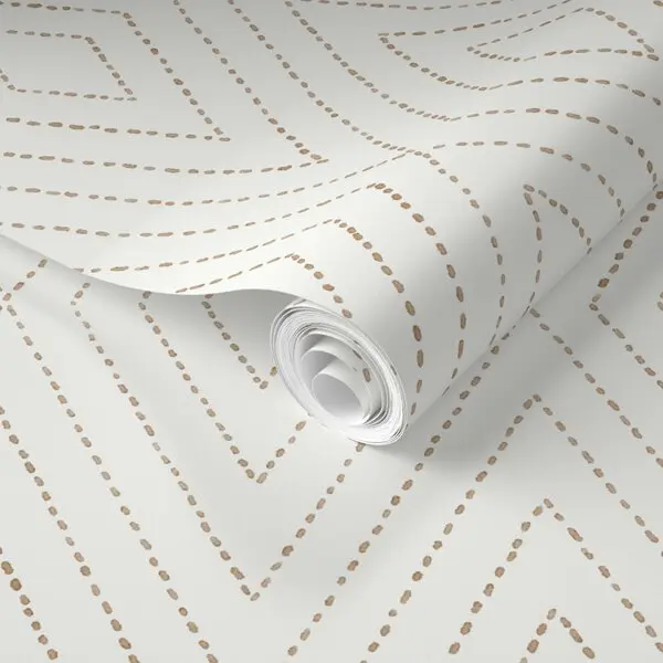 Spoonflower Diamonds Cream Lines Watercolor Dash Tribal Hand Custom Removable Wallpaper - Gray
