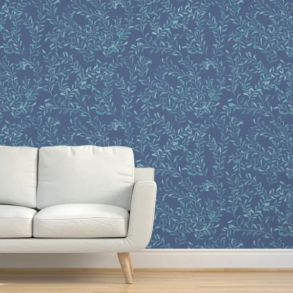 Spoonflower Foliage ~ Twilight 100% Natural Sisal Grasscloth Wallcovering