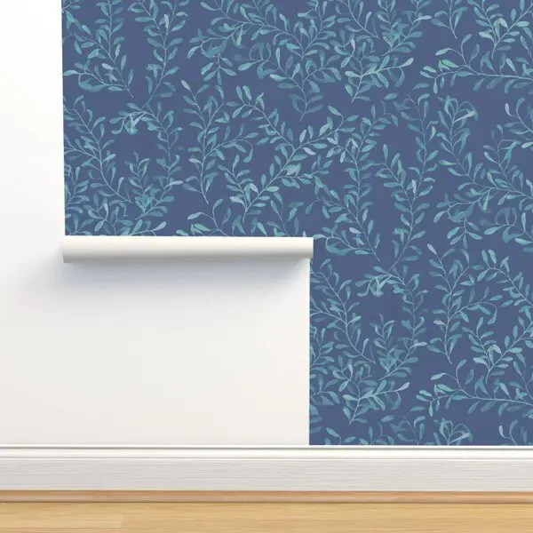 Spoonflower Foliage ~ Twilight 100% Natural Sisal Grasscloth Wallcovering