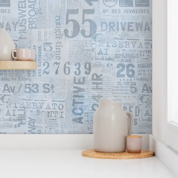 Spoonflower Grunge Text Newspaper Words Lettering Custom Removable Wallpaper