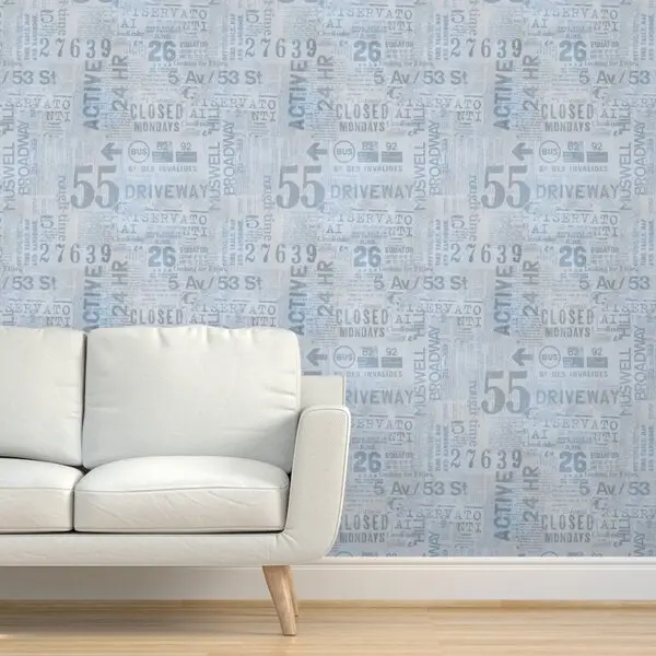 Spoonflower Grunge Text Newspaper Words Lettering Custom Removable Wallpaper