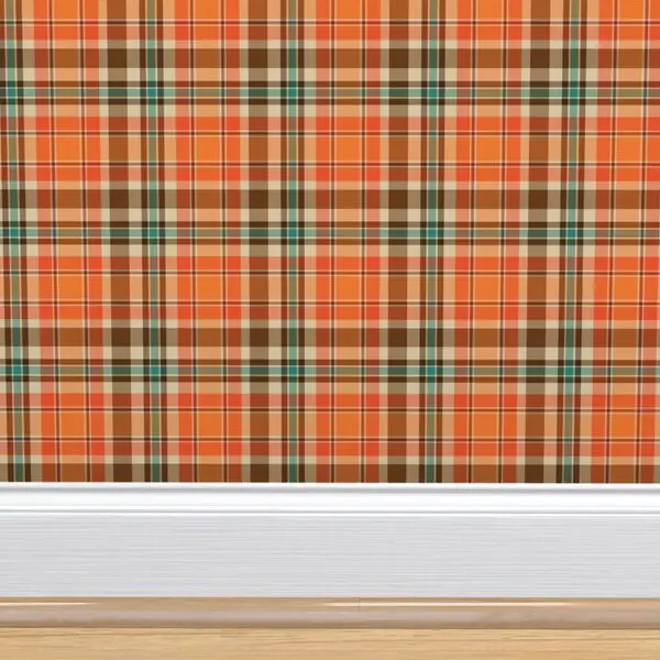 Spoonflower Fall Autumn Plaid Pattern Tartan 100% Natural Sisal Grasscloth Wallcovering