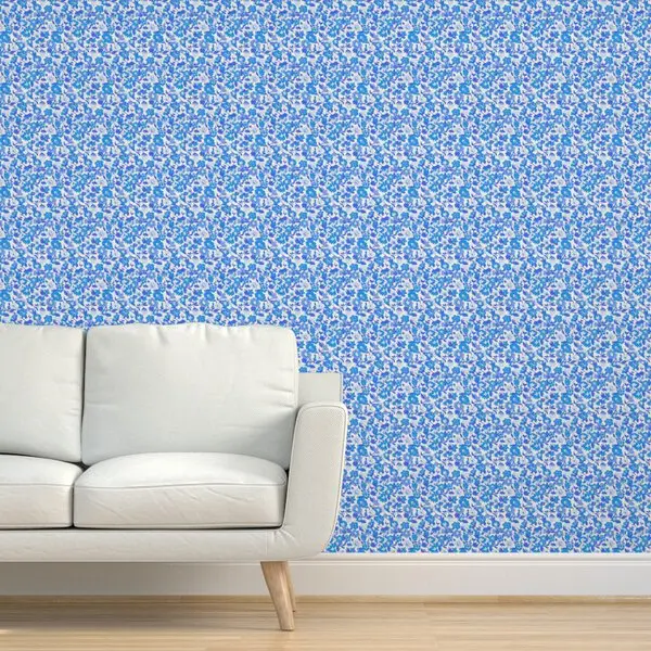 Spoonflower Flower Garden Large 100% Natural Sisal Grasscloth Wallcovering