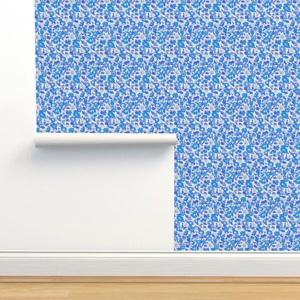 Spoonflower Flower Garden Large 100% Natural Sisal Grasscloth Wallcovering
