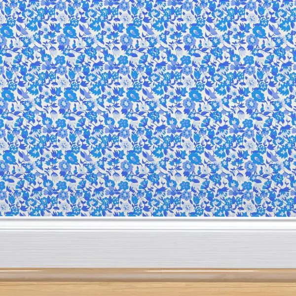 Spoonflower Flower Garden Large 100% Natural Sisal Grasscloth Wallcovering
