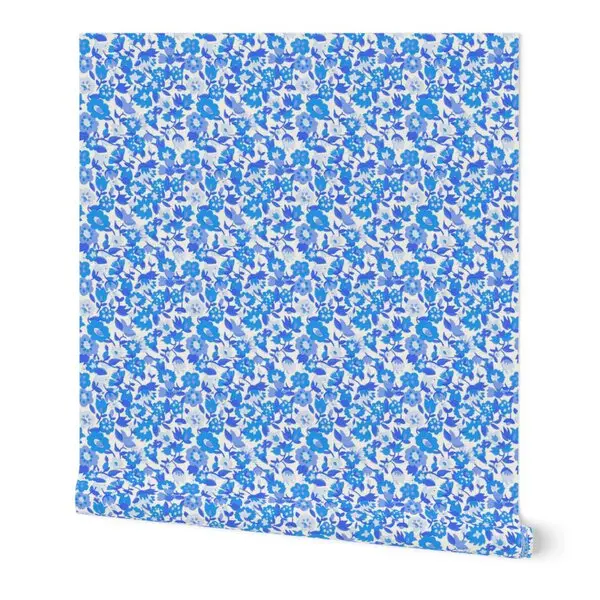 Spoonflower Flower Garden Large 100% Natural Sisal Grasscloth Wallcovering