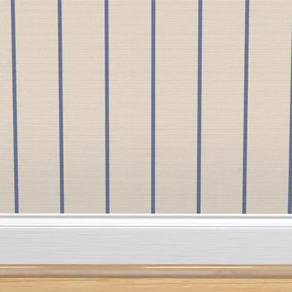 Spoonflower French Blue Stripe 1 100% Natural Sisal Grasscloth Wallcovering - Blue,white