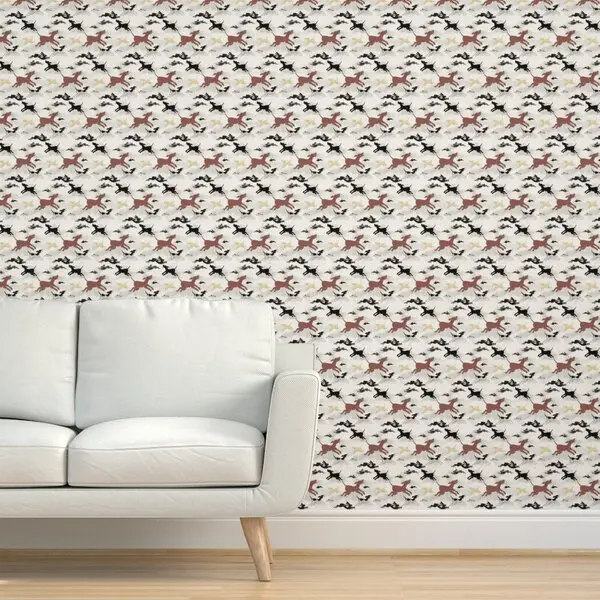 Spoonflower Free Puppies Neutrals 100% Natural Sisal Grasscloth Wallcovering - Beige