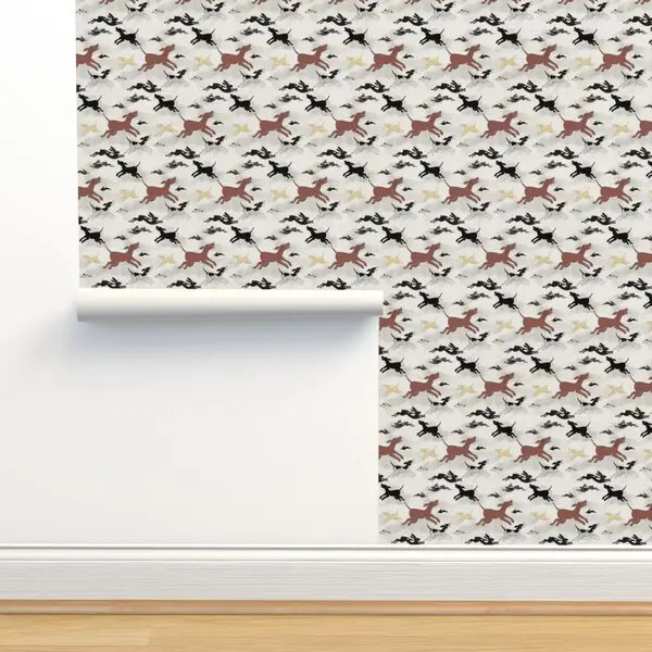 Spoonflower Free Puppies Neutrals 100% Natural Sisal Grasscloth Wallcovering - Beige