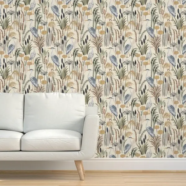 Spoonflower Heron Ivory Beige 100% Natural Sisal Grasscloth Wallcovering