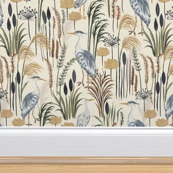 Spoonflower Heron Ivory Beige 100% Natural Sisal Grasscloth Wallcovering