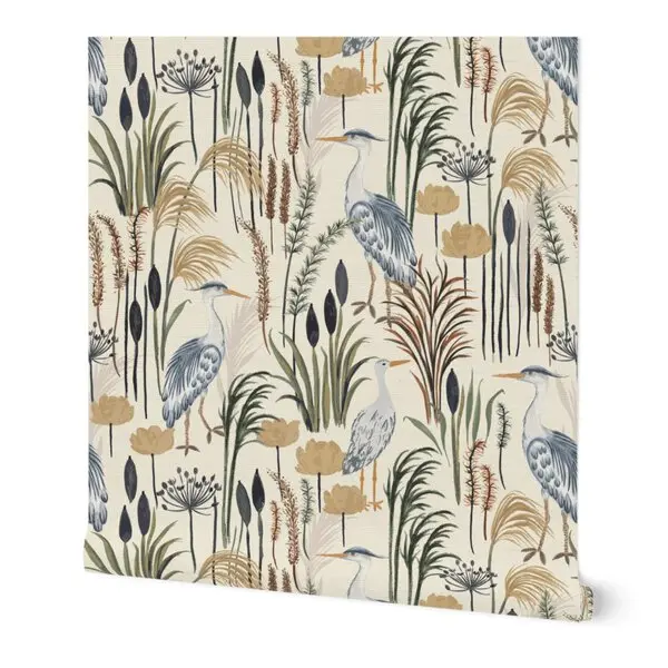 Spoonflower Heron Ivory Beige 100% Natural Sisal Grasscloth Wallcovering