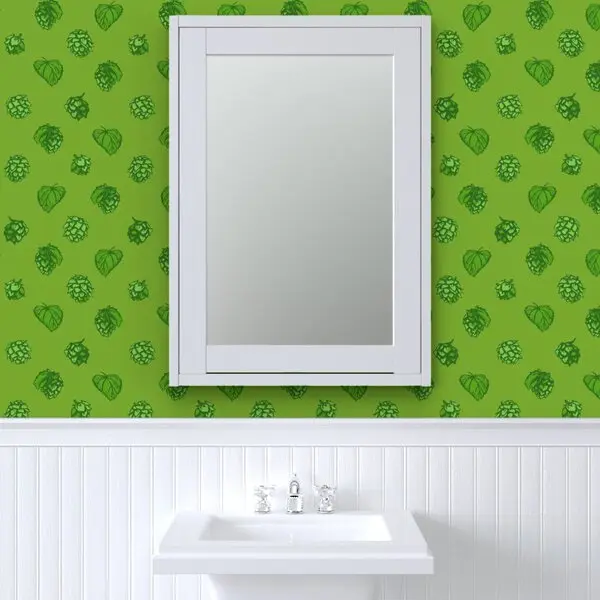 Spoonflower Polka Dots Hops Beer Leaves Botanical Block Custom Removable Wallpaper