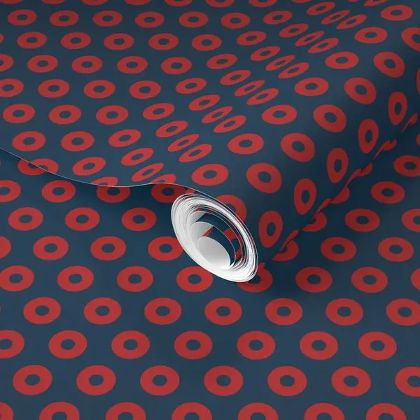 Spoonflower Phish Fishman Donuts Donut Custom Pre-pasted Wallpaper - Red,blue,brown