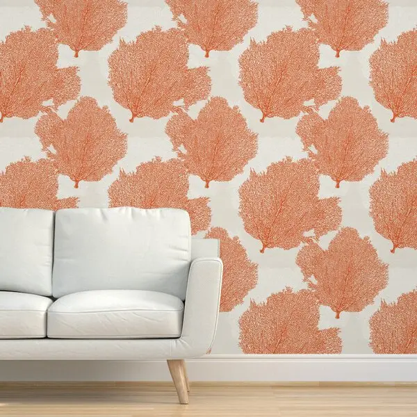 Spoonflower Fan Coral 100% Natural Sisal Grasscloth Wallcovering