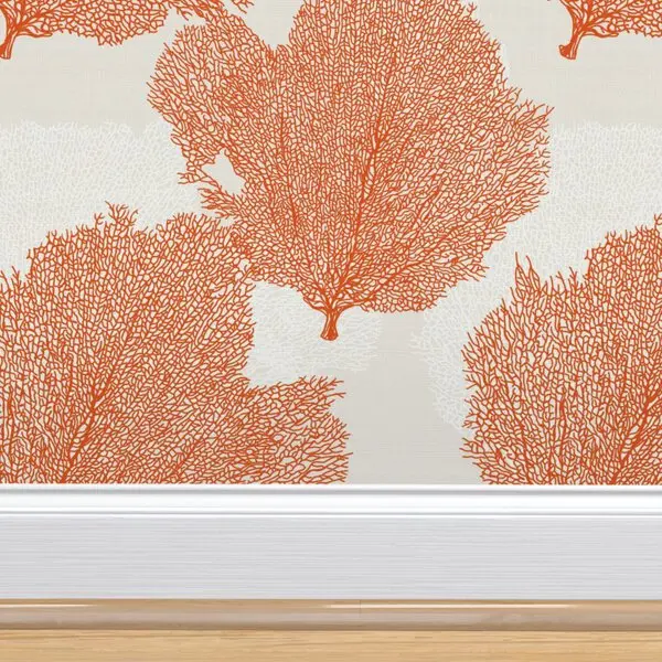 Spoonflower Fan Coral 100% Natural Sisal Grasscloth Wallcovering