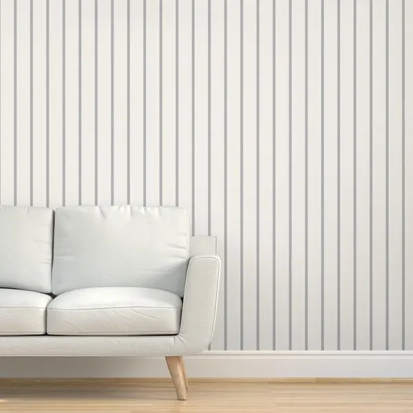 Spoonflower Grey Stripes Classic Custom Pre-pasted Wallpaper