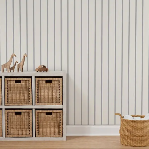 Spoonflower Grey Stripes Classic Custom Pre-pasted Wallpaper