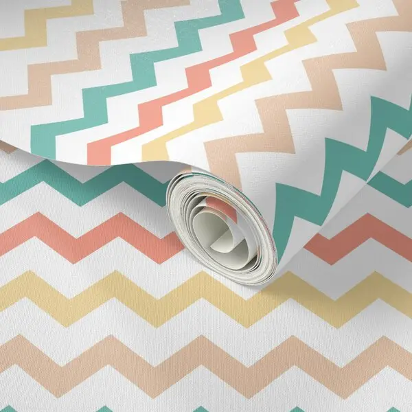 Spoonflower Zigzag Chevron Pastels Geometric Geo Circus Custom Removable Wallpaper - Gray,green,brown