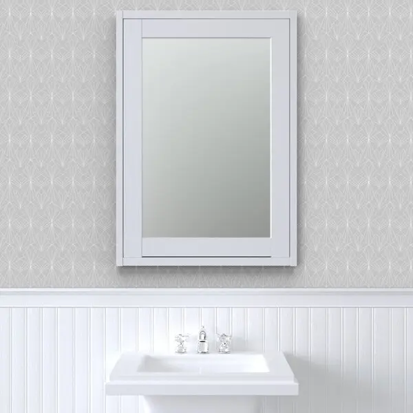 Spoonflower White Geometric Art Deco Neutral Symmetrical Custom Pre-pasted Wallpaper - Gray,white