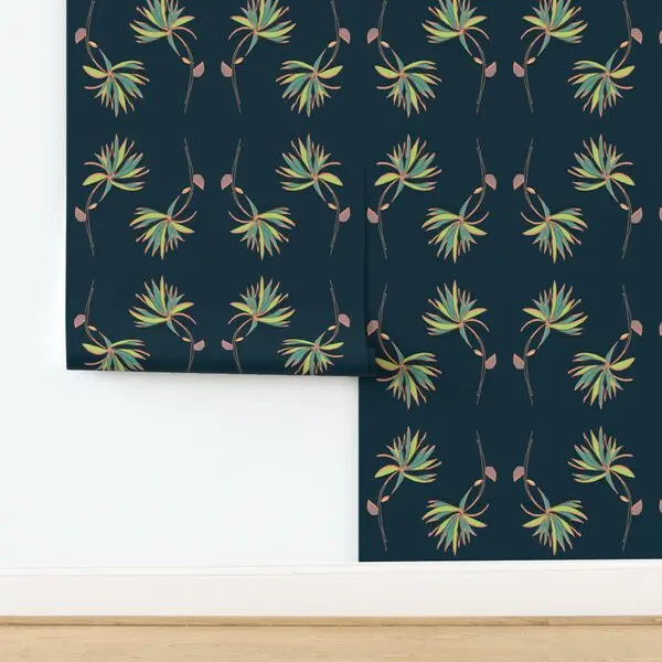 Spoonflower Art Deco Flowers Custom Removable Wallpaper