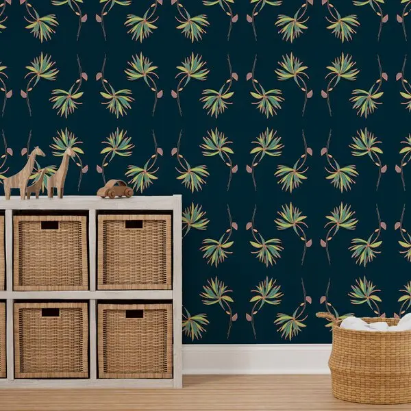 Spoonflower Art Deco Flowers Custom Removable Wallpaper