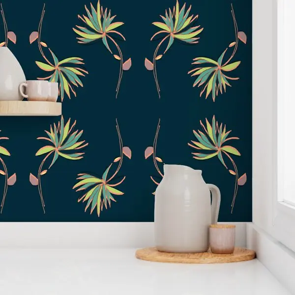 Spoonflower Art Deco Flowers Custom Removable Wallpaper