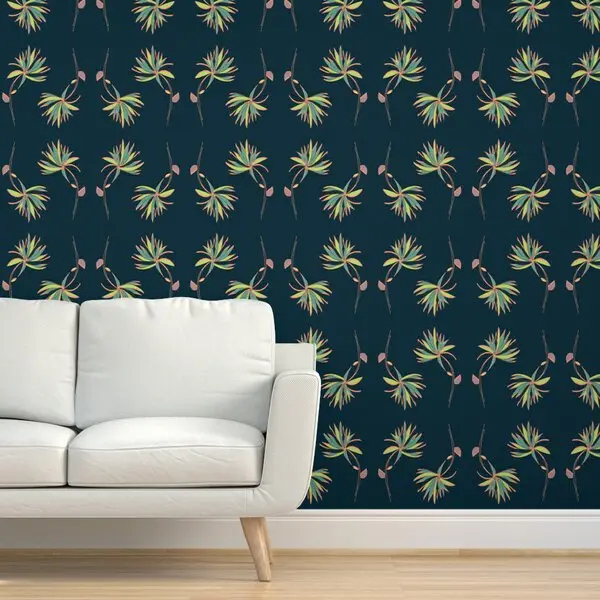 Spoonflower Art Deco Flowers Custom Removable Wallpaper