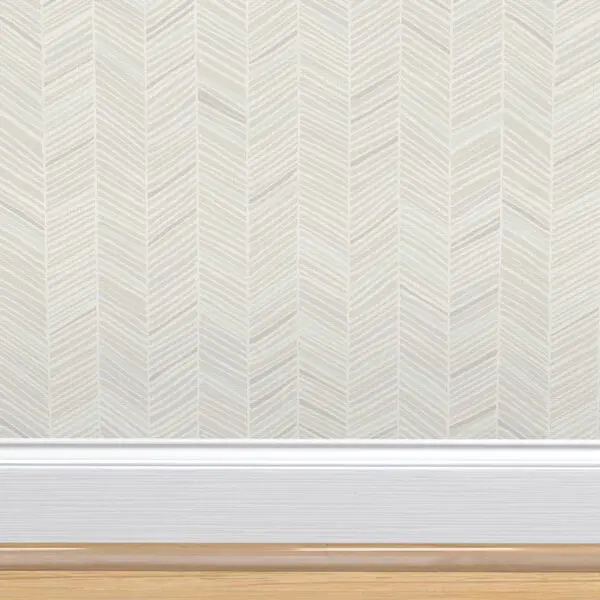 Spoonflower Herringbone Modern Nursery Light Neutral Custom Pre-pasted Wallpaper