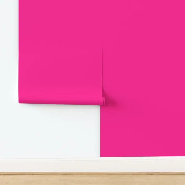 Spoonflower Pinklemonade Solid Magenta Hot Fuchsia Custom Pre-pasted Wallpaper - Pink