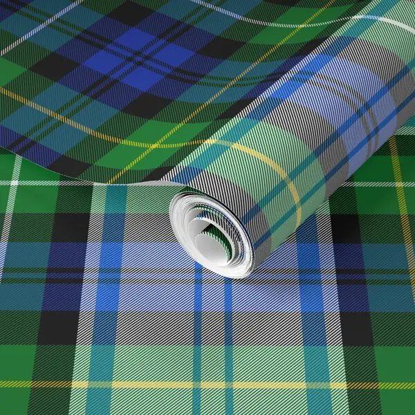 Spoonflower Campbell Tartan Scottish Custom Removable Wallpaper - Teal,mint,green