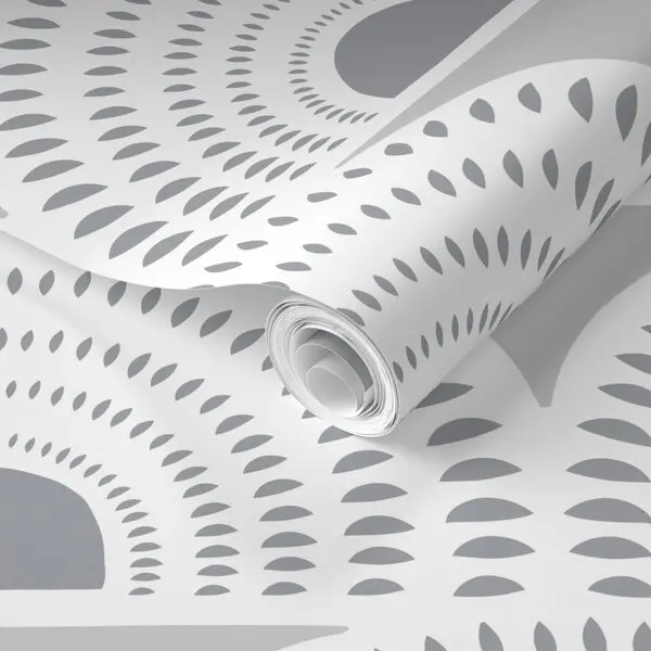 Spoonflower Art Deco Geometric Mid Century Modern Half Circles Custom Pre-pasted Wallpaper