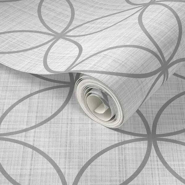 Spoonflower Circle Modern Cottage White Geometric Trellis Custom Removable Wallpaper - Gray,white