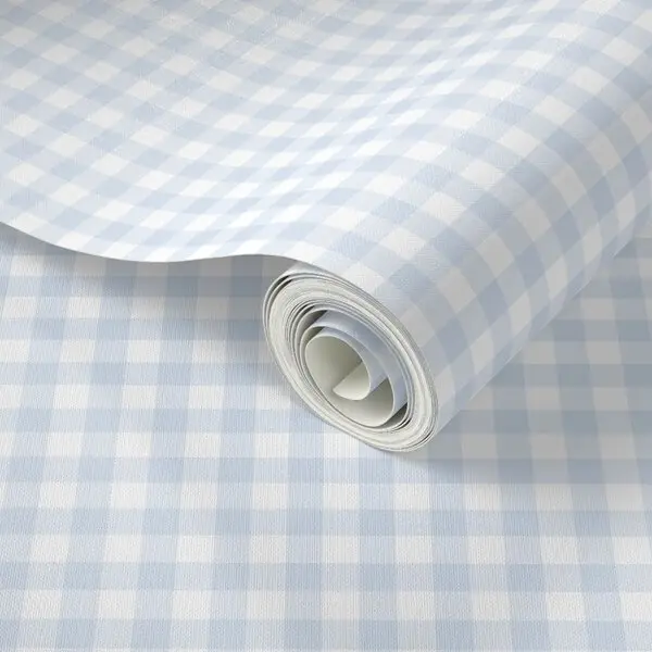 Spoonflower Plaid Country Gingham Swedish French Blue And Custom Pre-pasted Wallpaper - Blue,white