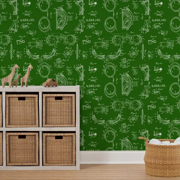 Spoonflower Steampunk Blueprint Chalkboard Custom Removable Wallpaper