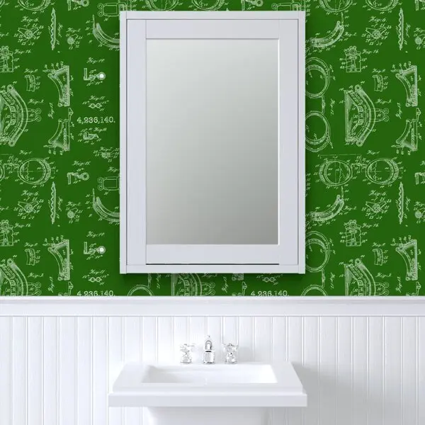 Spoonflower Steampunk Blueprint Chalkboard Custom Removable Wallpaper