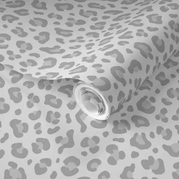 Spoonflower Punk Grey Animal Leopard Cheetah Safari Light Gray Traditional Wallpaper - Gray,beige