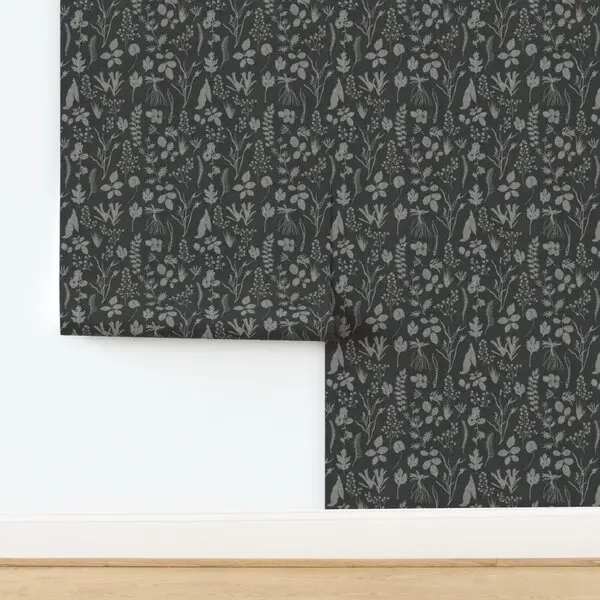 Spoonflower Woodland Study Dark Tree Custom Pre-pasted Wallpaper