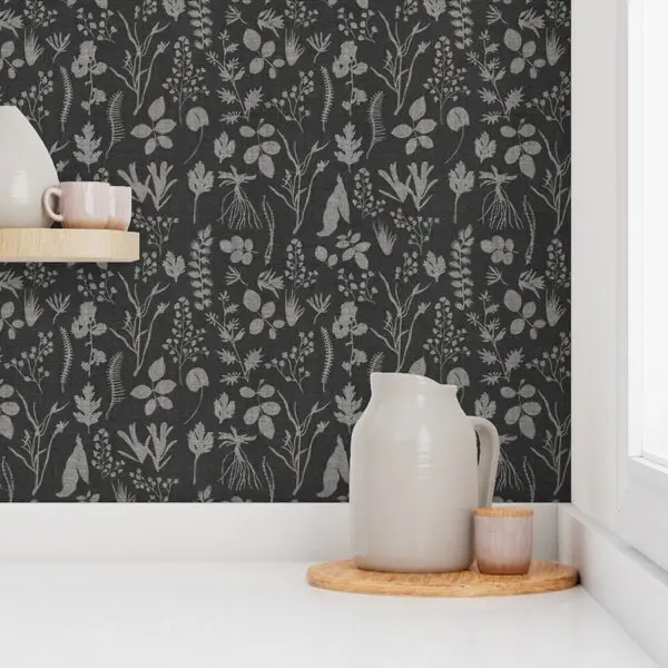 Spoonflower Woodland Study Dark Tree Custom Pre-pasted Wallpaper