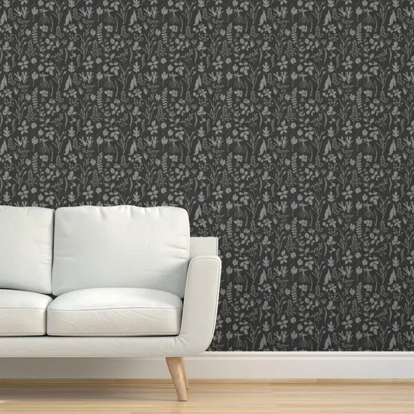 Spoonflower Woodland Study Dark Tree Custom Pre-pasted Wallpaper